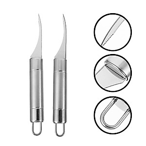 1 Set 2 Pcs Stainless Steel Shrimp Opener Fish Seafood Cleaner Tool Prawn Cleaning Tool Seafood Picks Tool Shrimp Prawn Peeler Crab Poop Oyster Wooden Peeling Machine Lobster