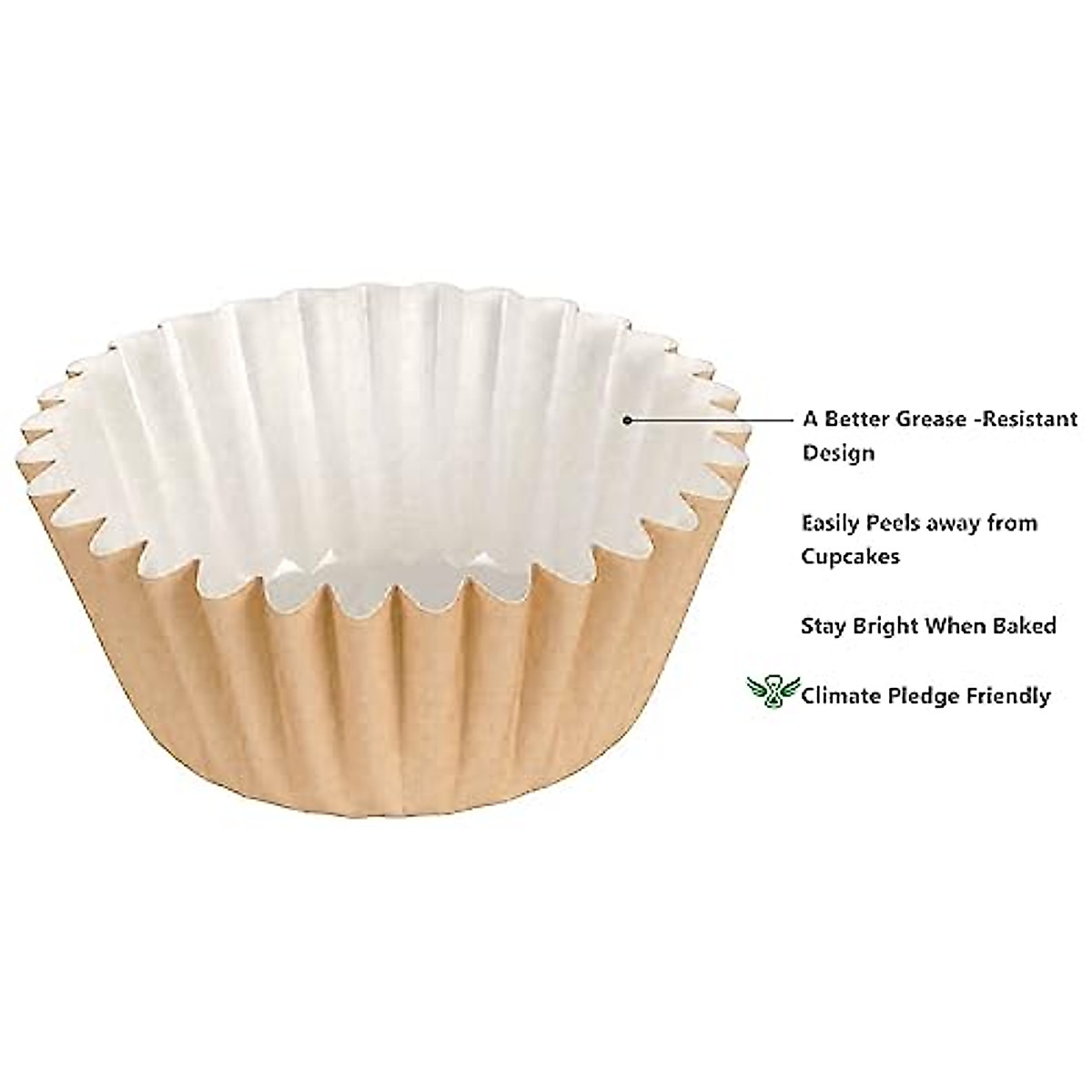 Caperci Grease-Resistant Standard Natural Cupcake Liners 150 Counts - Heavy Duty Paper Muffin Baking Cups, Odorless, No Muffin Pan Needed, Easily Peels (Natural)