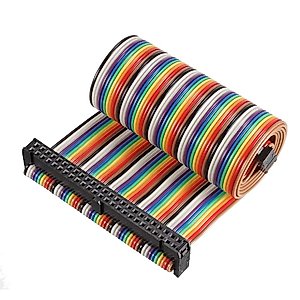 uxcell IDC Rainbow Wire Flat Ribbon Cable 50P D-Type FC/FC Connector 2.54mm Pitch 0.5m/19.7inch Length