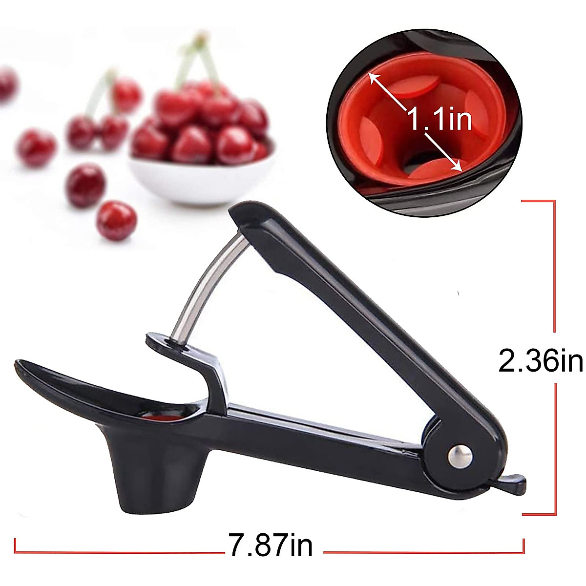 Cherry Pitter Tool, Olive Pitter Tool, Cherry Pitter Remover, Cherry Core Remover Tool with Space-Saving Lock Design, Pit Remover for Cherries (Black)