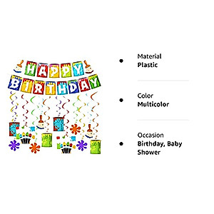 Shappy 25 Pieces Art Painting Party Decorations Includes 1 Happy Birthday Art Banner 12 Painting Birthday Card and 12 Art Hanging Swirl for Art Painting Theme Birthday Party Supplies Baby Shower