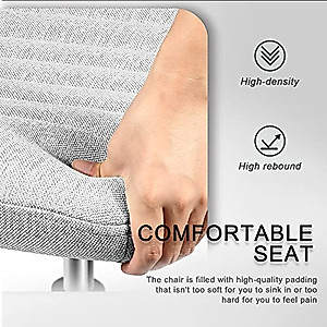LEMBERI Fabric Padded Desk Chair No Wheels, Armless Wide Swivel,120°Rocking Mid Back Ergonomic Computer Task Vanity Chairs for Office, Home, Make Up,Small Space, Bed Room,Gray
