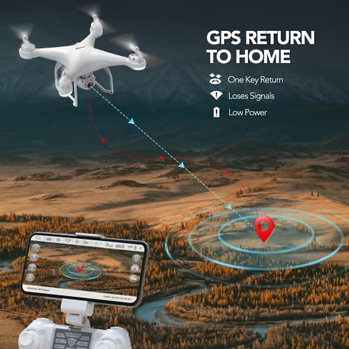 Potensic T25 Drone with Camera for Adults, 2K GPS FPV Camera Drone with Backpack, 3 Batteries, Auto Return Home, Follow Me, Waypoint Fly, Altitude Hold, 2022 Upgraded
