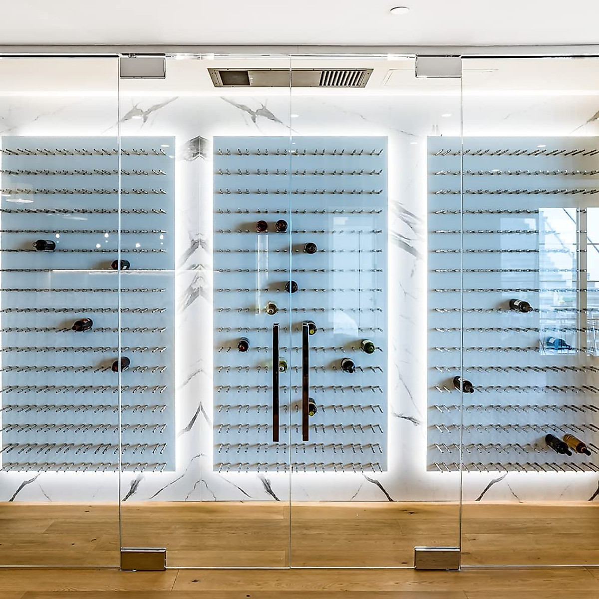 Fusion Wine Wall Label-Out (3 Foot, Single Deep) (Black Acrylic) (Matte Black Peg)