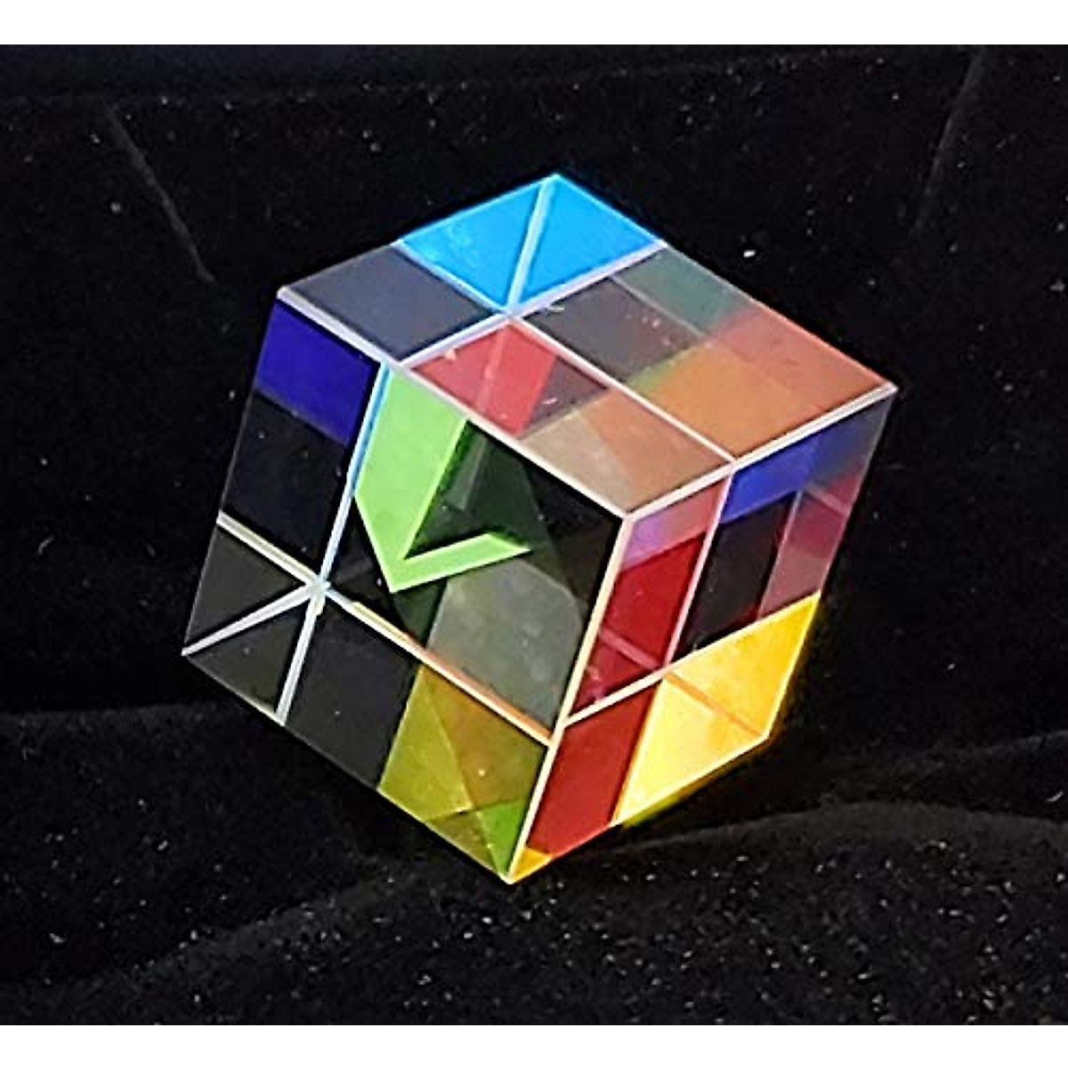 Labnique 20 mm Glass Cube Prism, RGB Dispersion Prism, X-Cube, Dichroic Cube, for Teaching of Optics, Photo Effects, and Decoration