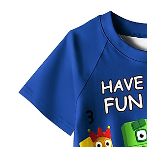 Cartoon Boys Two Piece Swimsuit Costume Numbers Cartoon Swimwear Kids Swim Set Trunks and Shirt Summer Holiday 3-10 Years