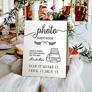 Wedding Photo Sign Guest Book 9.8 X 7.9 Inch Rustic Wedding Photo Guestbook Unframed Wedding Reception Sign Paper Bridal Shower Guestbook Decor for Wedding New Mr and Mrs
