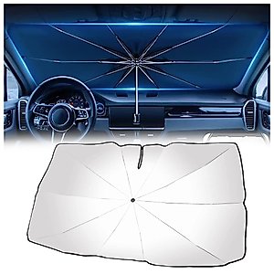 Foldable Windshield Umbrella Sun Shade with Storage Pouch,99% UV Blocking Sun Visor, Interior Accessories Sun Heat Protection,Universal Size Sun Shade Cover for Car Truck SUV