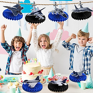 Tenceur 12 Pcs Airplane Party Decorations Airplane Honeycomb Centerpieces Air Force Theme Party Supplies Fighter Jet Party Supplies for Party Table Decorations Aviation Plane Birthday Photo Props