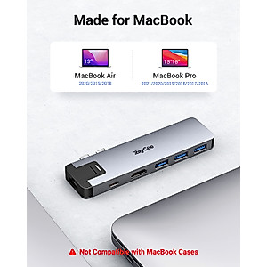 USB C Adapter for MacBook Pro, 6 in 2 USB C Hub 4K HDMI Adapter, MacBook Pro USB Adapter for MacBook Pro/Air 2020-2018 with Thunderbolt 3 Multi-Function Port, HDMI, Gigabit Ethernet, 3*USB 3.0
