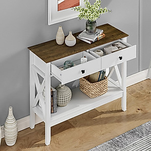 Lomojo Console Table,Sofa Table 13.8" D x 39.37" W x 31.5" HEntryway Table with 2 Drawers Storage Shelve Foyer Table for Entryway Farmhouse Hallway Tables for Living Room,Kitchen
