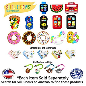 Silli Chews Silicone Baby Smart Watch Wrist Teether for Teething Relief | Hand Teethers for Babies Infants and Toddlers | Kids Teething Ring Toys Pretend Play Phone Baby Teether Blue Silly Chew Toy