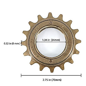 Hycline Single Speed Bike Freewheel, 16T Compatible with 1/2'' x 1/8'' Bicycle Freewheel Threaded Type Freehub Replacement Parts (Brown)