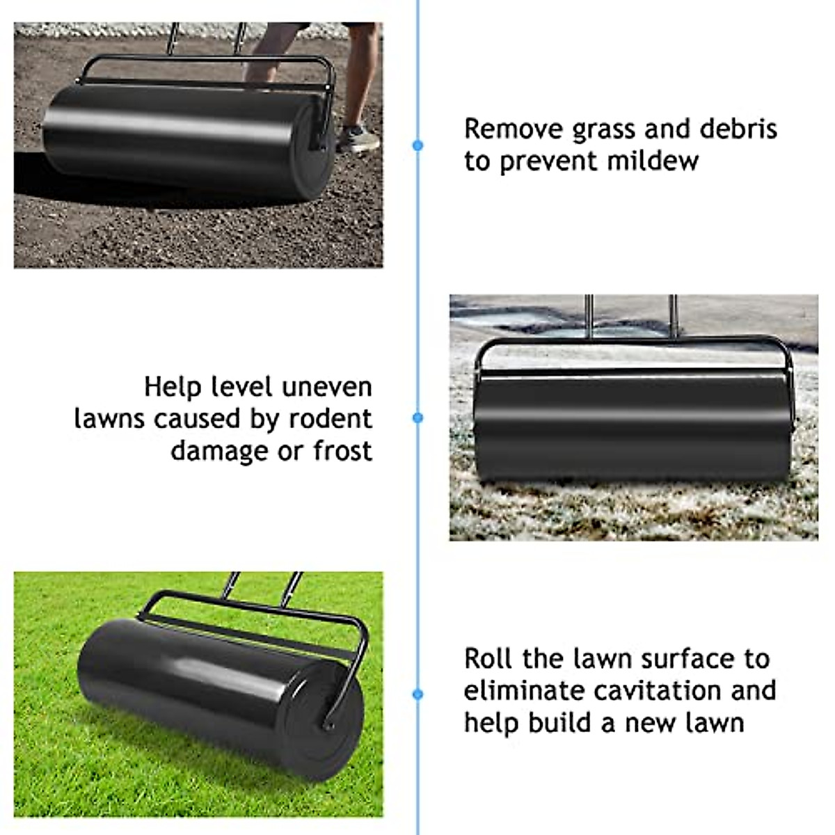 Goplus Lawn Roller, Push/Tow Behind Water/Sand Filled Steel Yard Sod Roller for Garden Backyard, 13 Gallon/48 L, 24"x13", Black