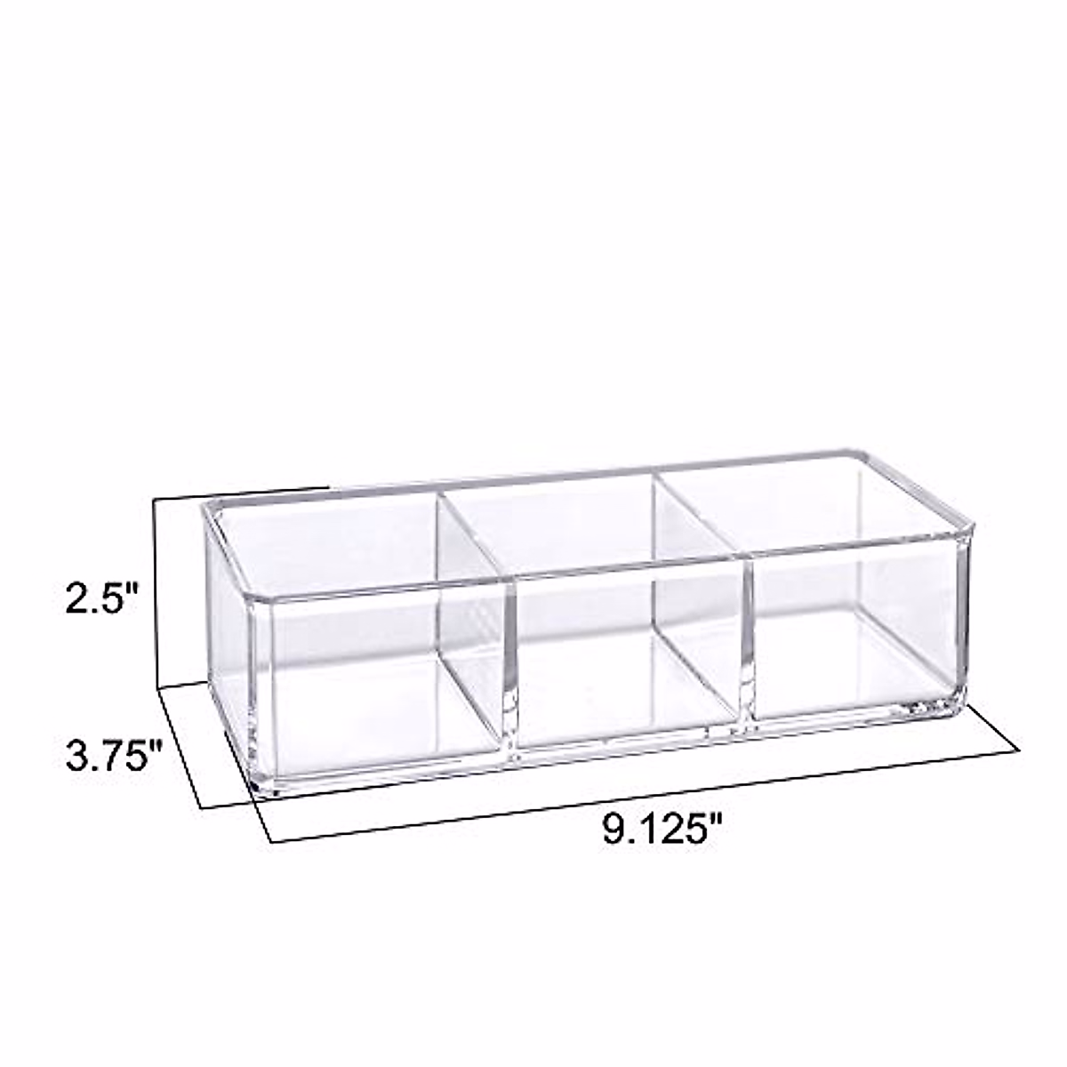 Amazing Abby - Glamour - Acrylic 3-Compartment Makeup Organizer, Transparent Plastic Lipstick Holder, Perfect Bathroom Vanity Storage Solution for Lipsticks, Nail Polishes, and More