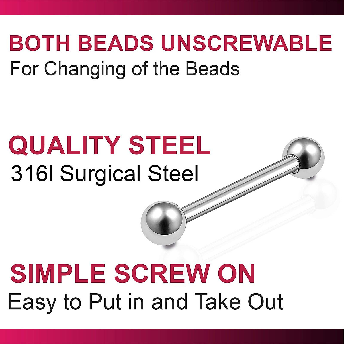 bodyjewellery 4pcs 16g Barbell Cartilage Earring Stud Vertical Anti Tragus Triple Forward Helix Bar Surgical Steel Lobe 4mm Ball - 8mm