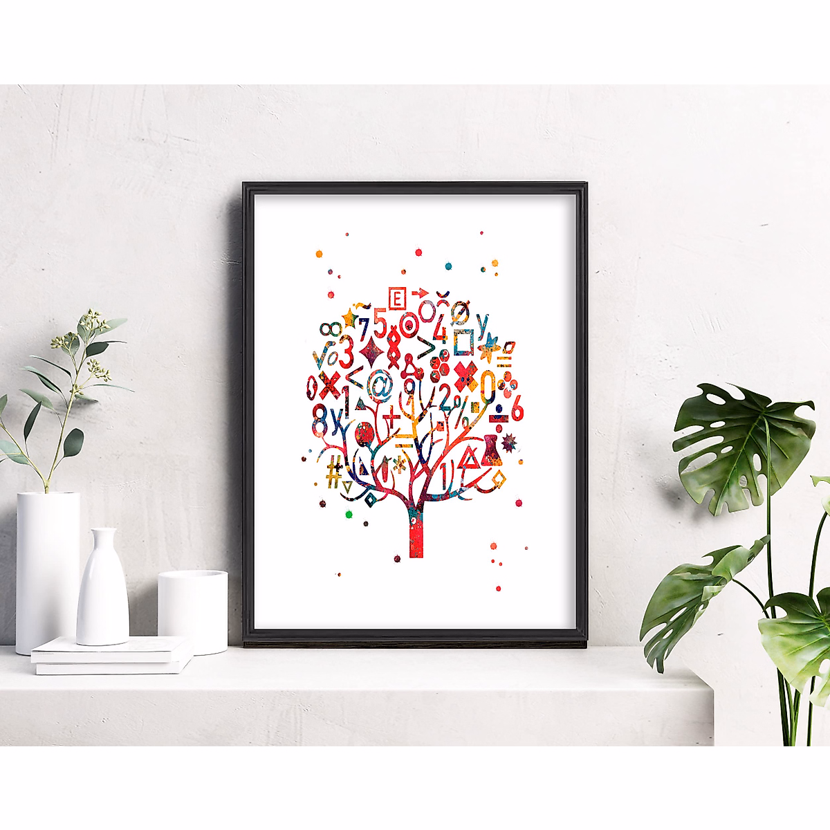 Math Symbols Tree Watercolor Art Print Mathematics Wall Decor Educational Poster Math Classroom Wall Art Mathematical Symbols Math Teacher Gift 8x10 inc. Unframed Print