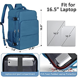 Snoffic Premium Carry On Backpack, Travel Backpack for Women Airline Approved, Large Waterproof College Business Work Hiking Casual Daypack Bag, Fits 16" Laptop, Dark Blue