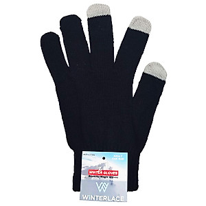 Winter Magic Gloves, 12 Pairs Stretchy Warm Knit Bulk Pack Mens Womens