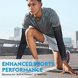 KEKING® Compression Arm Sleeves, Pair, Firm 20-30mmHg Graduated Compression Full Arm Support for Recovery, Pain Relief, Tendonitis, Golfers & Tennis Elbow Brace, Workouts Sports - Latex Free Grey XL