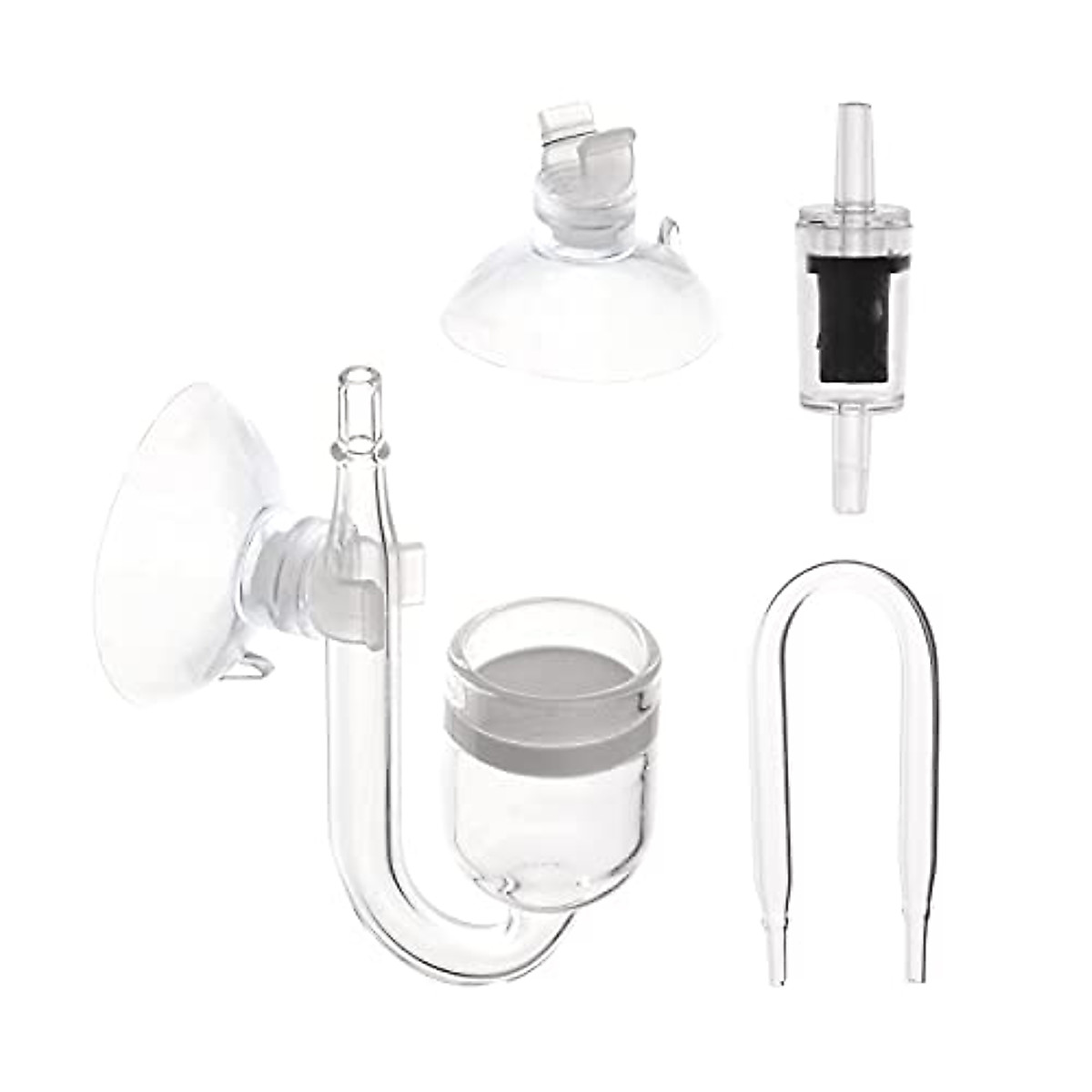 Clscea Aquarium Glass CO2 Diffuser Atomizer with U Tube Check Valve Suction Cup Premium Version
