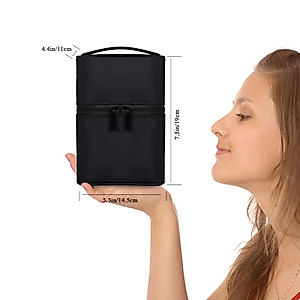 Makeup Brush Organizer Artist Small Makeup Bag Brushes Set Case Professional Travelling Brush Pen Pencil Holder Make Up Cup Storage Organizer Case Pencil Pouch Cosmetic Bag for Travel (Black)