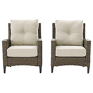 Crosley Furniture KO70210LB-OL Rockport Outdoor Wicker High Back Arm Chair, Set of 2, Light Brown