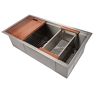 ZLINE 33" Garmisch Undermount Single Bowl Stainless Steel Kitchen Sink with Bottom Grid and Accessories (SLS-33)