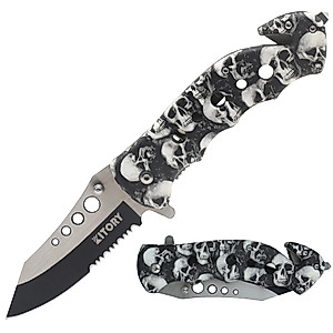 Kitory Outdoor Hunting Pocket Knife, Folding Knife with Glass Breaker and Pocket Clip,3.3 inch Stainless Steel Blade Good for Camping Hunting Survival Indoor and Outdoor Activities