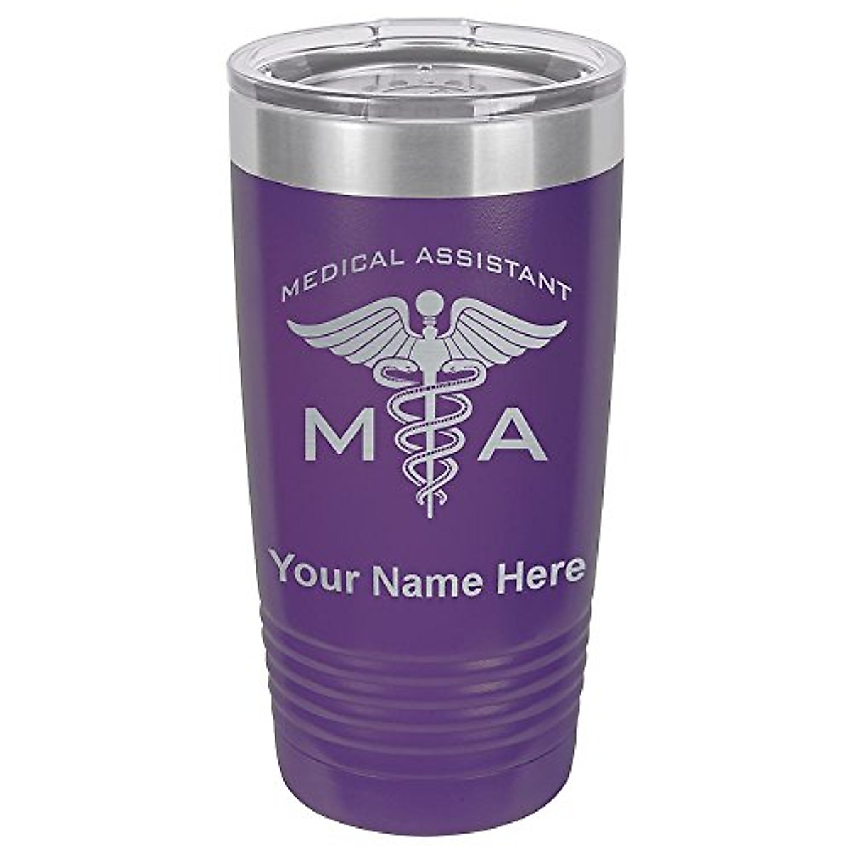 LaserGram 20oz Vacuum Insulated Tumbler Mug, MA Medical Assistant, Personalized Engraving Included (Dark Purple)