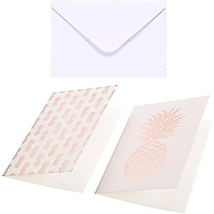 36-Pack All Occasion Greeting Cards in Pink Foil Pineapple Designs, Envelopes Included, 4x6