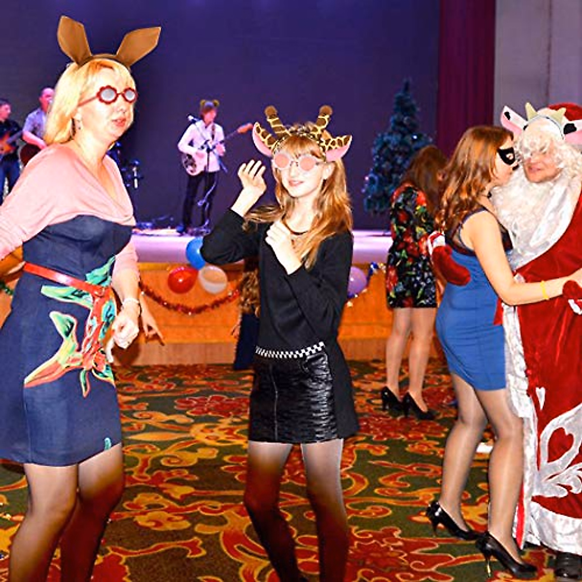 12 Pcs Zoo Animals Ears Headband Jungle Safari Animals Hairbands Plush Cartoon Headbands Elephant Lion Giraffe Tiger Zebra Leopard Cow Pig Ears Cosplay Hair Hoop for Birthday Halloween Costume Party