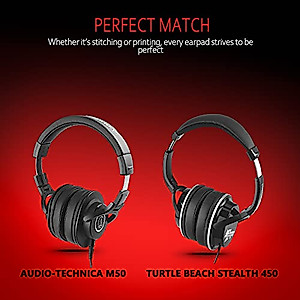 Krone Kalpasmos Premium Replacement ATH M50X earpads, Audio Technica Headphone Covers Fit ATH M50 M40X M40 M35 M30 MSR7, Large Oval Pads for ATH M-Series, Softer and Thicker Memory Foam Ear Cushions