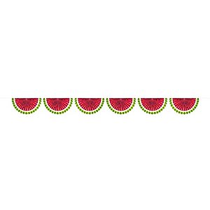 Amscan Watermelon Paper Fan Bunting Garland, 80", Multicolor, 1 Pc