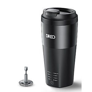 Dreo Milk Frother, 4-in-1 Electric Frother for Coffee, Hot and Cold Foam Maker for Cappuccino, Flat-white, Latte with Plant-based and Dairy Milk, Multi-stage, Easy to Clean, Temperature Control, Black
