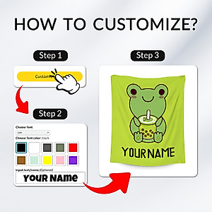 Personalized Frog Blanket Gifts, Frog Gifts for Girls Women Mom, Custom Gifts for Her & Daughter, Kids Throw Blanket for Boys, 60"x80" Cute Soft Plush Blankets for Bed Living Room