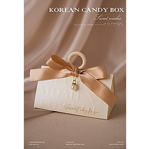 ZJSXINDI 15 Pcs Favor Boxes Gift Wrap Boxes White Gift Box 5"x 3" For Party Favor, Weddings, Bridal Showers, Bridesmaids... Gift Wrap Boxes Bulk for Crafting (champagne ribbons)