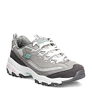 Skechers Women's D'Lites Sneaker, Gray/Light Pink, 7