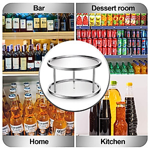 Zubebe 4 Pcs Stainless Steel Lazy Susan 2 Tier Rotating Spice Rack Lazy Susan Spice Rack Organizer for Cabinet 360 Degree Spice Rack Turntable Tray Kitchen Counter Cabinet Pantry Storage, 10.5 in