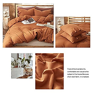 EAVD Modern Style Pumpkin Color Duvet Cover Twin Soft 100% Jersey Knit Cotton Caramel Pumpkin Boho Bedding Set 1 Twin Duvet Cover with 2 Pilllowcases Solid Duvet Cover with Zipper Closure
