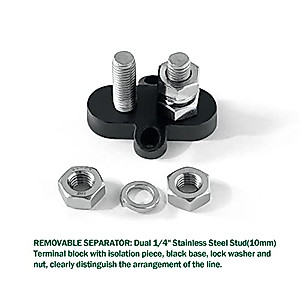 LENKRAD Bus Bar Terminal Block, Power Insulated Stud Battery Junction Post 3/8" Power Distribution Positive Negative for Truck RV Boat Car, Dual Heavy Duty Stainless Steel DC 48V