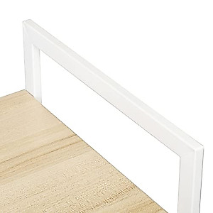 Nightstand Bedside Table Drawer Cabinet Dresser Storage Shelf W 5 Fabric Drawers Metal Frame Wooden Tabletop Bedroom Modern and Simple Style Storage Tower Dresser