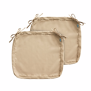 ARTPLAN Patio Chair Seat Cushion Slipercover(Cover-only No Insert) Outdoor Patio Cushion Covers Set with Tie,Zipper Colsure,Floral 20"X22"X4"(2 Pack),Light Brown