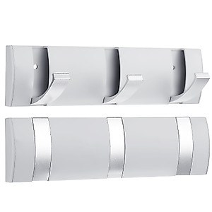 Wesiti 2 Pack Wall Mounted Coat Rack, Floating Door Wall Coat Rack with Retractable Hooks Aluminum Space Saving Hangers Hook Rail for Entryway Bathroom Hat Towel