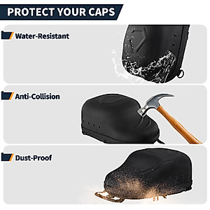 SCAVATA Hat Travel Case, Hard Carrying Baseball Caps Case with Handle & Adjustable Shoulder Strap, Hat Organizer Hats Carrier for 6-8 Hats Snapback Caps Storage (Black)