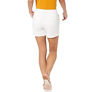Amazon Essentials Women's Mid-Rise Slim-Fit 5 Inch Inseam Khaki Short (Available in Straight and Curvy Fits), White, 4