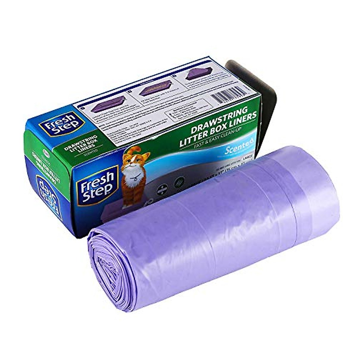 Fresh Step Drawstring Litter Box Liners Scented, Large Size 30" x 17" - 7 Count