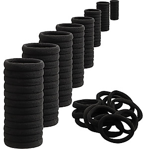 Antye Hair Tie, 100Pcs Black Onyx - Soft Cotton, Seamless Hair Elastic for Thick or Thin Hair, No Snag, Dent or Breakage, Baseball & Tennis Suitable, All Age Friendly
