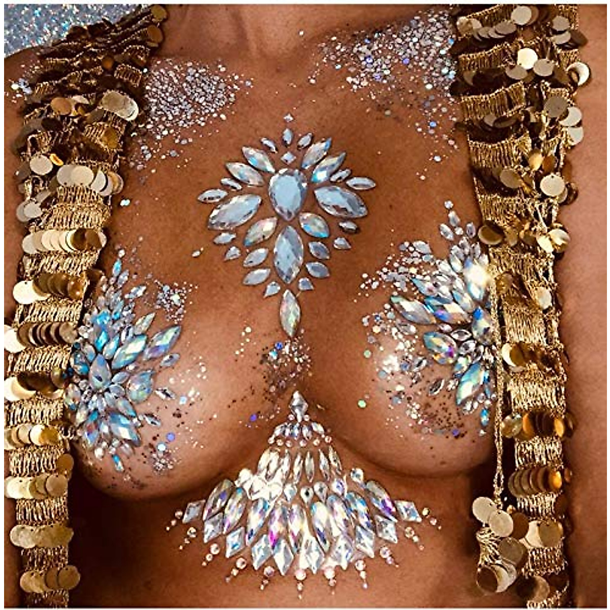 1 Set Temporary Tattoos Stickers Face body Jewels face Gems breast jewels sticker for women