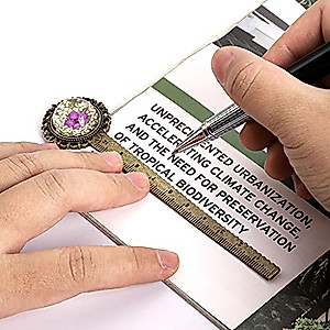 OwnMy 6 Pcs of Metal Bookmark Ruler, Bronze Book Mark Retro Bookmark with Vintage Dried Flower, Bookmark for Student, Kids, Teacher, Book Club (Cherry Blossoms)